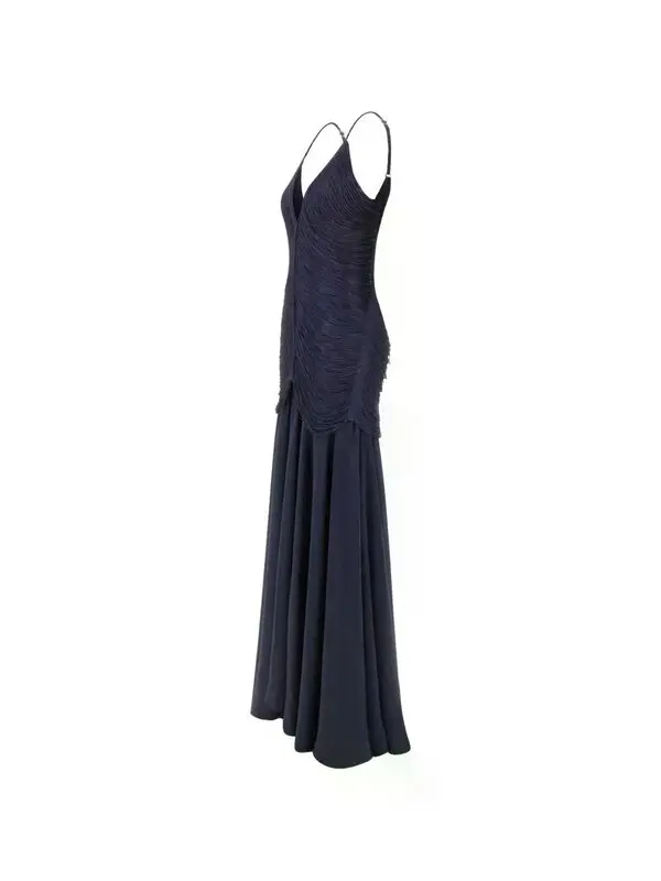 BLESS Nostalgia Fringe-detailed Maxi Dress - Blue