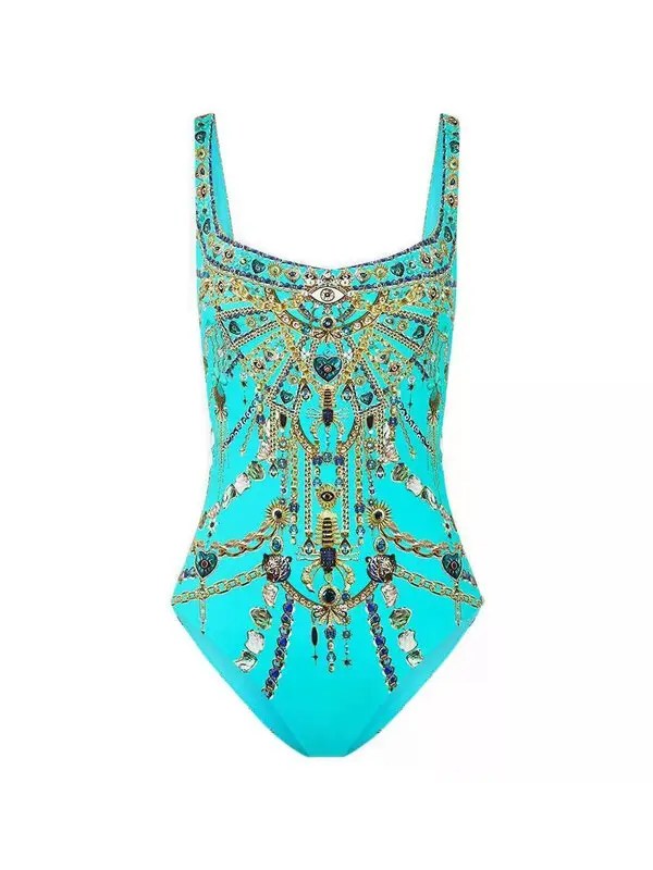 Camilla Underwire Square-neck Swimsuit - Blue