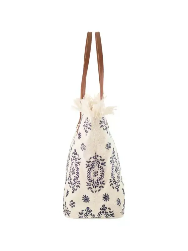 MC2 SAINT BARTH Embroidered Frayed-edge Tote Bag