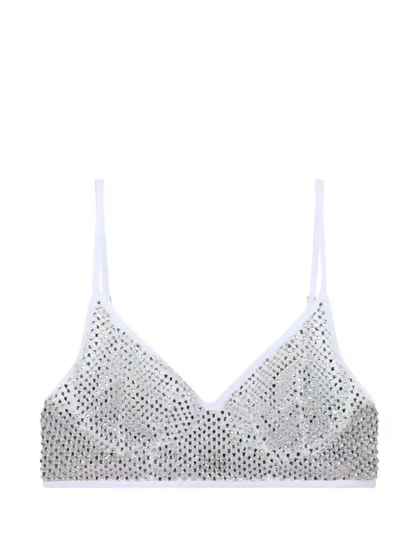 GENNY Crystal-embellished Mesh Top - Silver