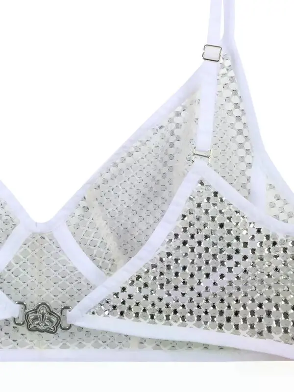 GENNY Crystal-embellished Mesh Top