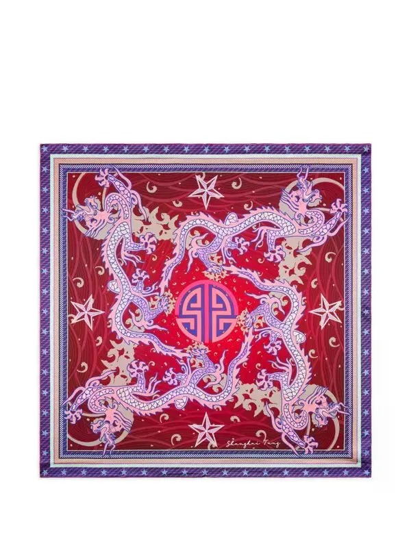 Shanghai Tang Flying Dragon Silk Scarf - Red