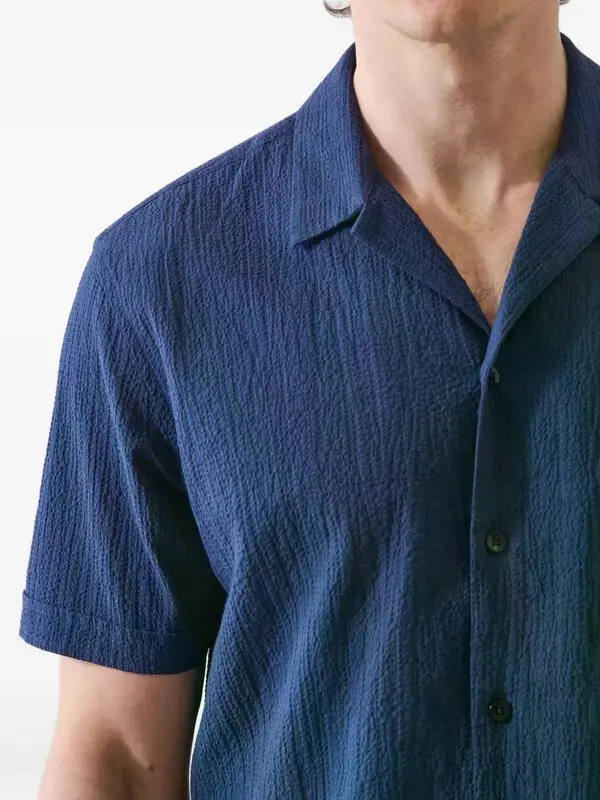 PATRICK ASSARAF Seersucker-textured Short-sleeve Shirt