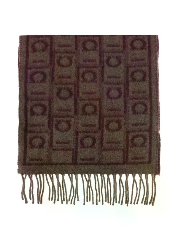 FERRAGAMO Gancini-pattern Fringed Scarf