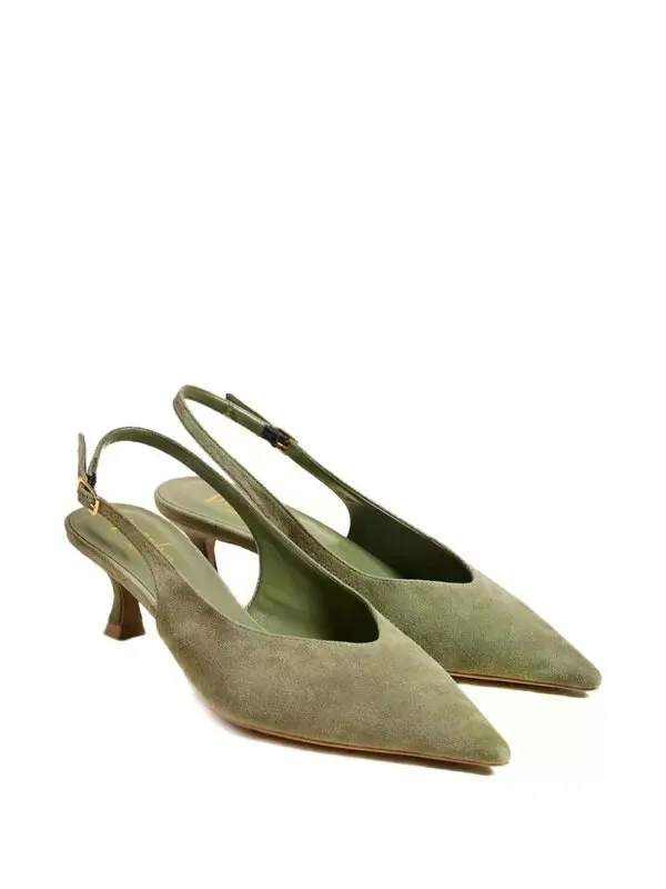 POCHE PARIS Pointed-toe Slingback Pumps - Green