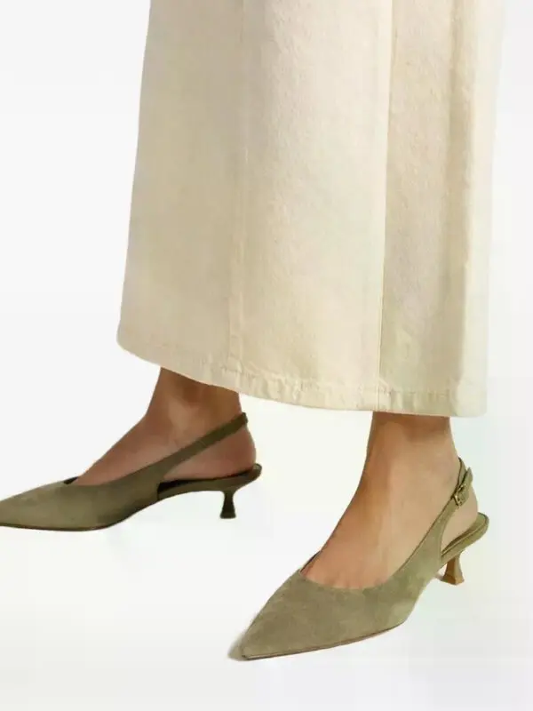 POCHE PARIS Pointed-toe Slingback Pumps - Green