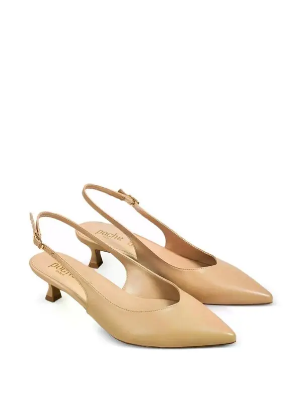 POCHE PARIS Pointed-toe Slingback Pumps - Neutrals