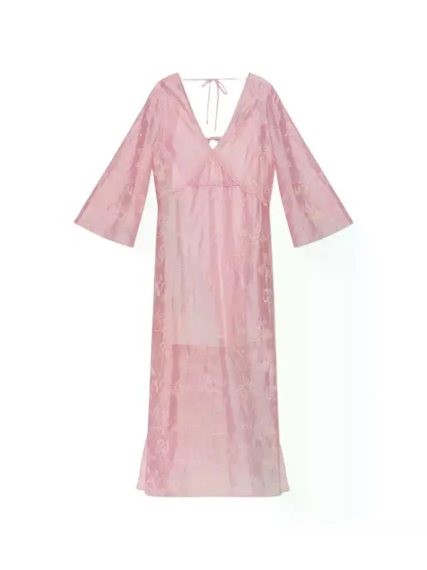 Munthe Embroidered Sheer Maxi Dress - Pink