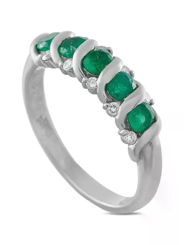LB EXCLUSIVE Emerald And Diamond Platinum Ring - Silver