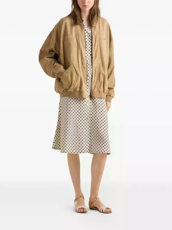 Prada Suede Bomber Jacket - Neutrals
