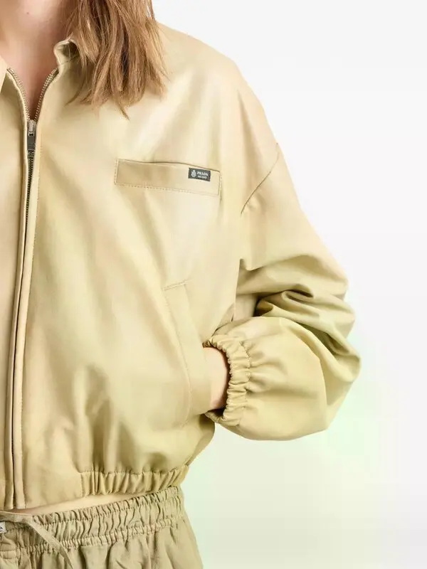 Prada Cropped Nappa Leather Jacket - Neutrals