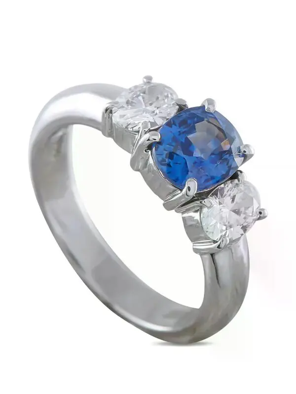 LB EXCLUSIVE Sapphire And Diamond Platinum Ring - Silver