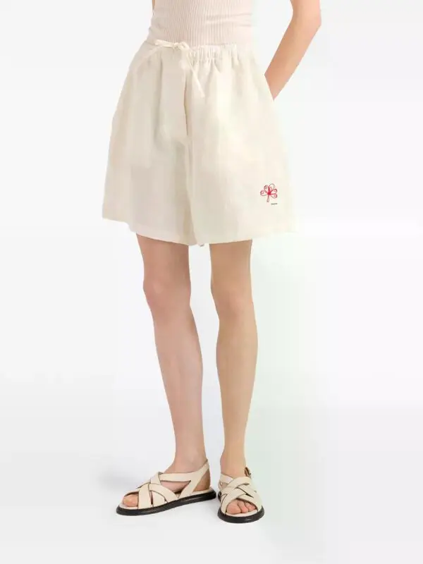 Prada Embroidered Linen Shorts