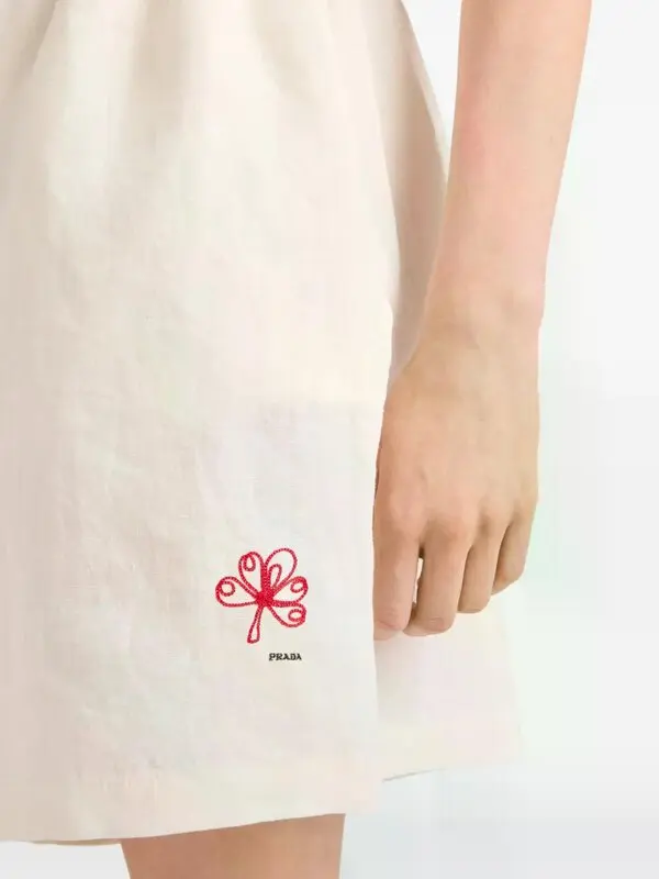 Prada Embroidered Linen Shorts