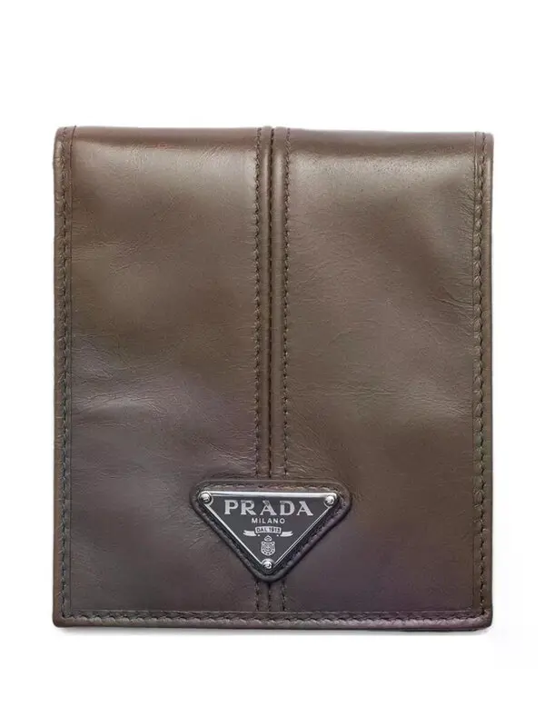 Prada Leather Wallet With Coin Purse - Brown