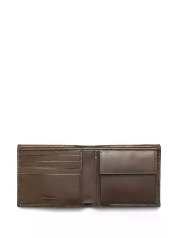 Prada Leather Wallet With Coin Purse - Brown