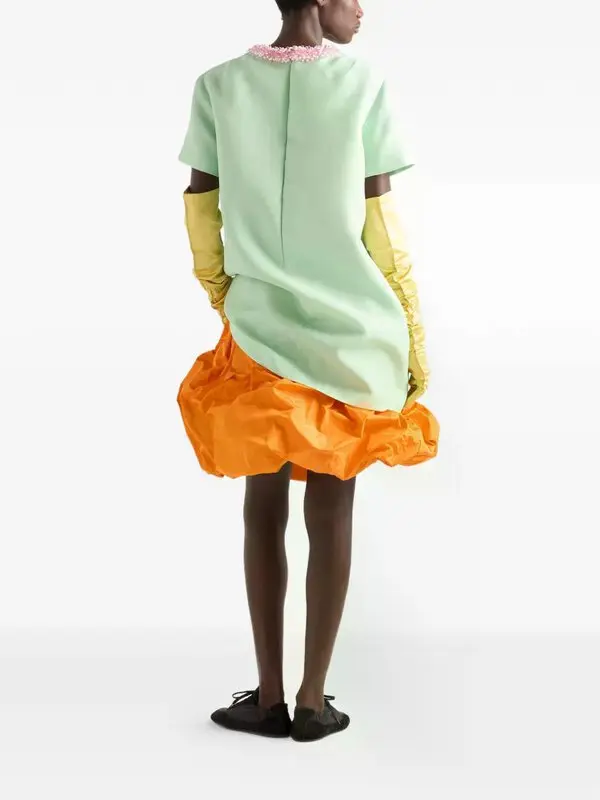 Prada Technical Taffeta Gathered Skirt - Orange