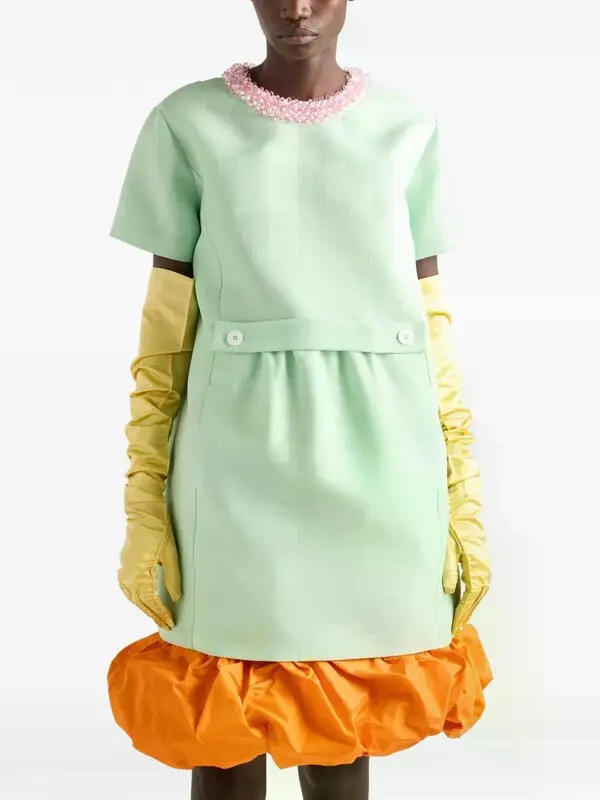 Prada Technical Taffeta Gathered Skirt - Orange