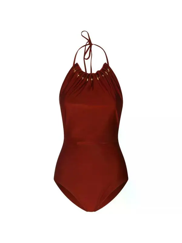Zimmermann Embellished Halterneck Swimsuit - Red