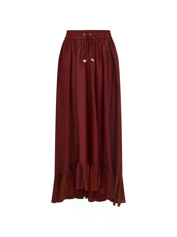 Zimmermann Aster Ruffled Maxi Skirt - Red