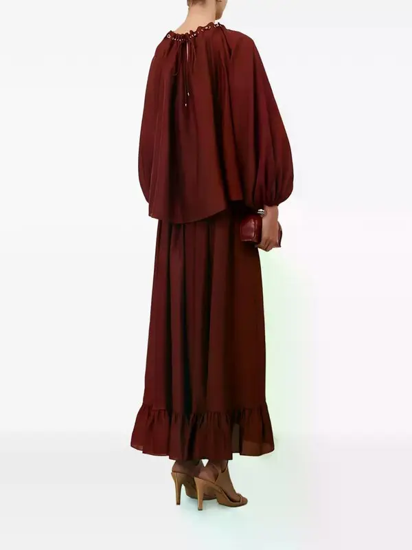 Zimmermann Aster Ruffled Maxi Skirt - Red