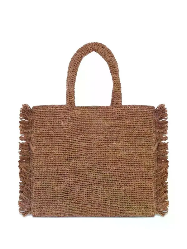 MC2 SAINT BARTH Colette Fringed Raffia Tote Bag - Brown