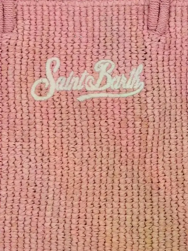 MC2 SAINT BARTH Logo-embroidered Raffia Shoulder Bag - Pink