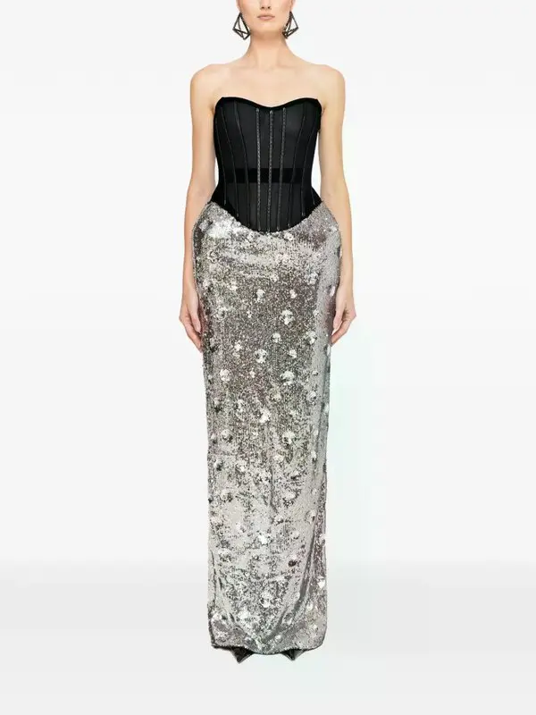 NISSA Sequin-embellished Corset Gown