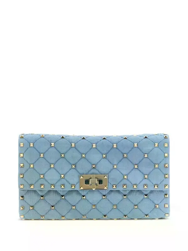 Valentino Garavani Rockstud Spike Moiré Shoulder Bag - Blue