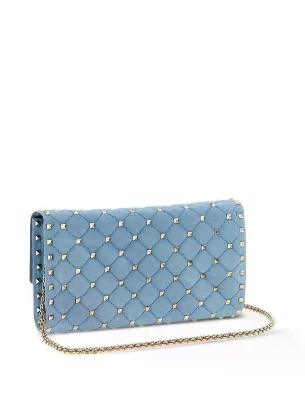 Valentino Garavani Rockstud Spike Moiré Shoulder Bag - Blue