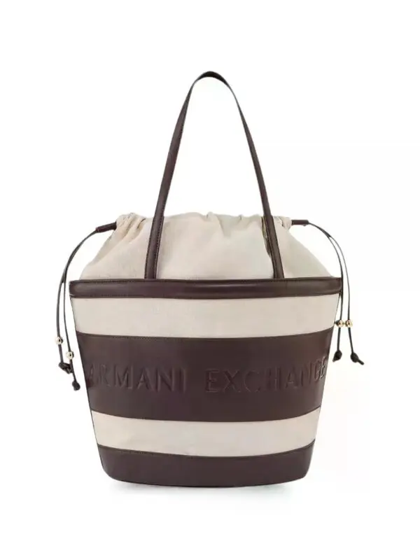 Armani Exchange Logo Detail Bucket Bag - Neutrals