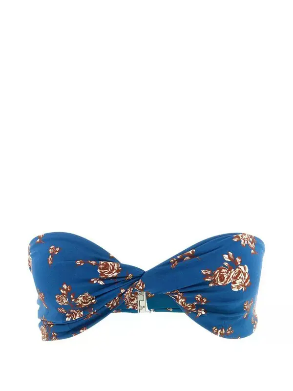 Magda Butrym Floral Print Twisted Bikini Top - Blue