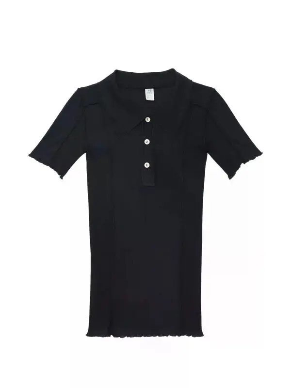 BASERANGE Omato Ribbed-knit Polo T-shirt