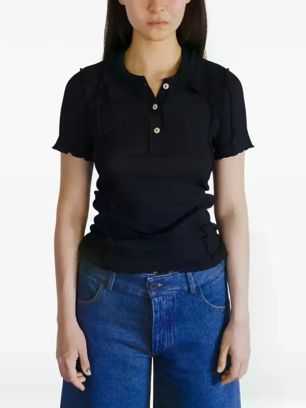 BASERANGE Omato Ribbed-knit Polo T-shirt