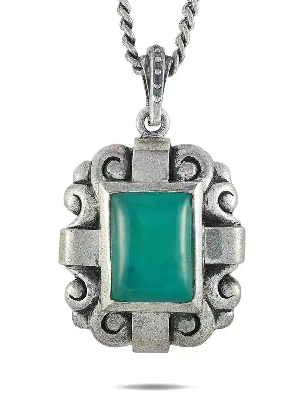 KING BABY STUDIO Chrysoprase Scrollwork Necklace - Silver