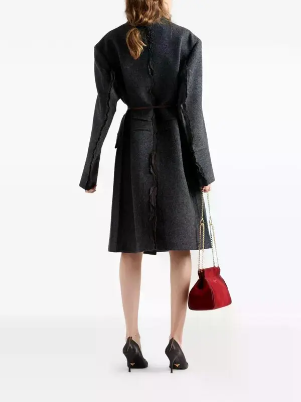 Prada Single-breasted Shetland Wool Coat - Grey