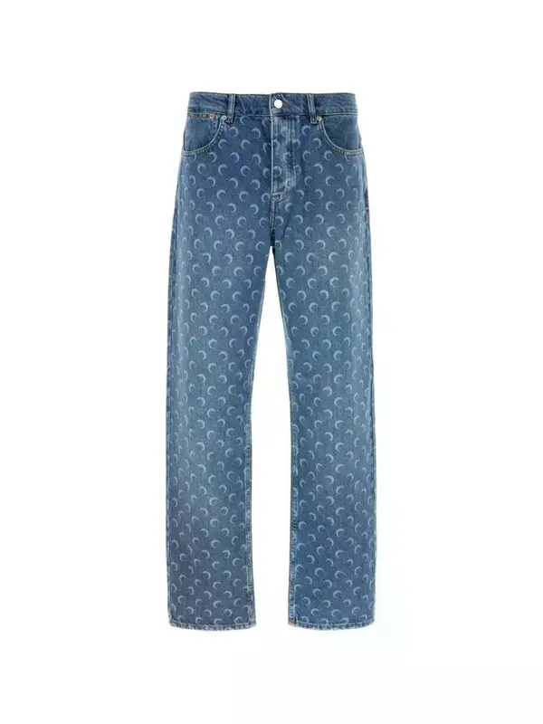 MARINE SERRE Moon Print Button-fastening Jeans