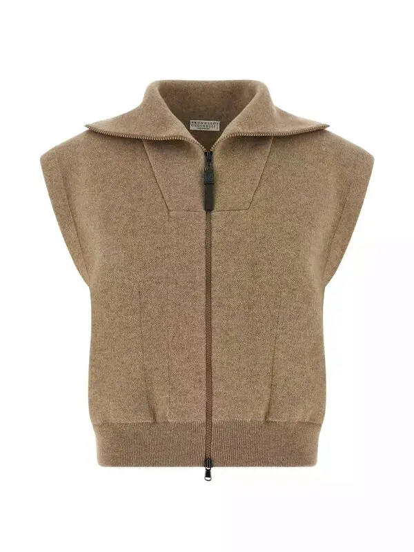 Brunello Cucinelli Zip-up Sleeveless Cardigan - Neutrals