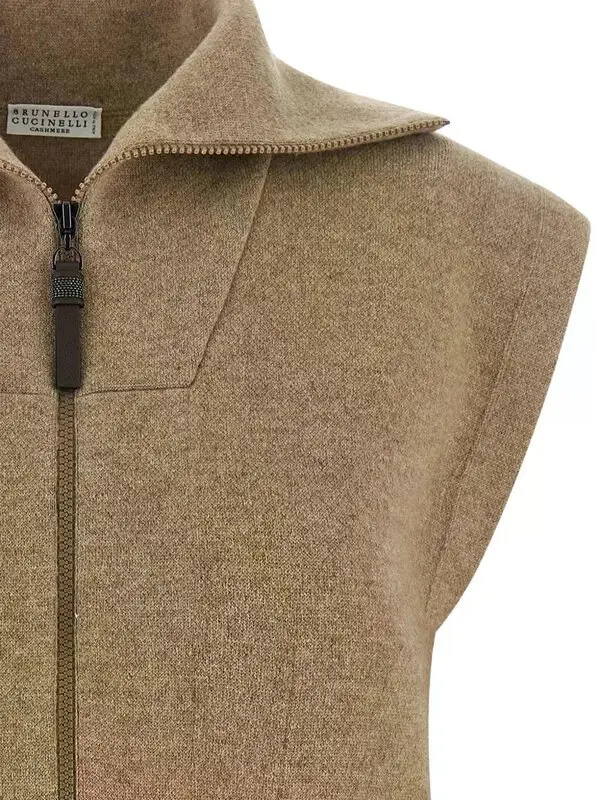Brunello Cucinelli Zip-up Sleeveless Cardigan - Neutrals