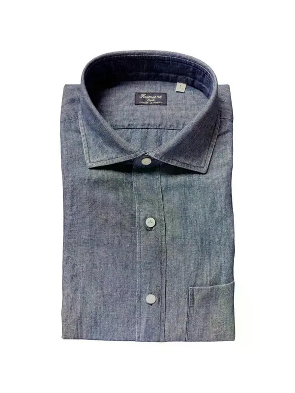 FINAMORE 1925 Spread-collar Shirt - Blue