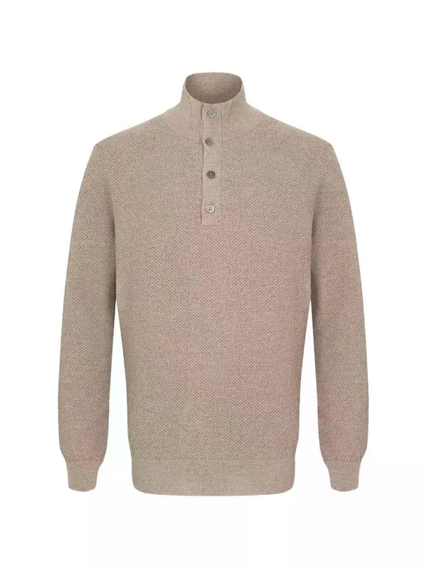 Corneliani Button-up Knit Sweater - Neutrals