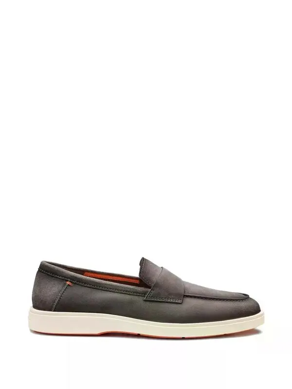 Santoni Suede Penny Loafers