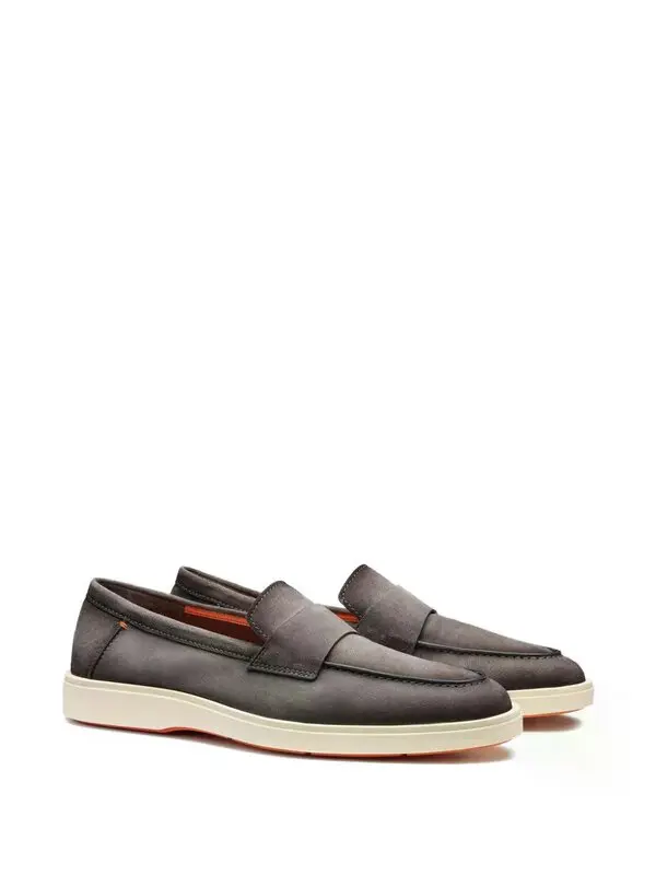 Santoni Suede Penny Loafers