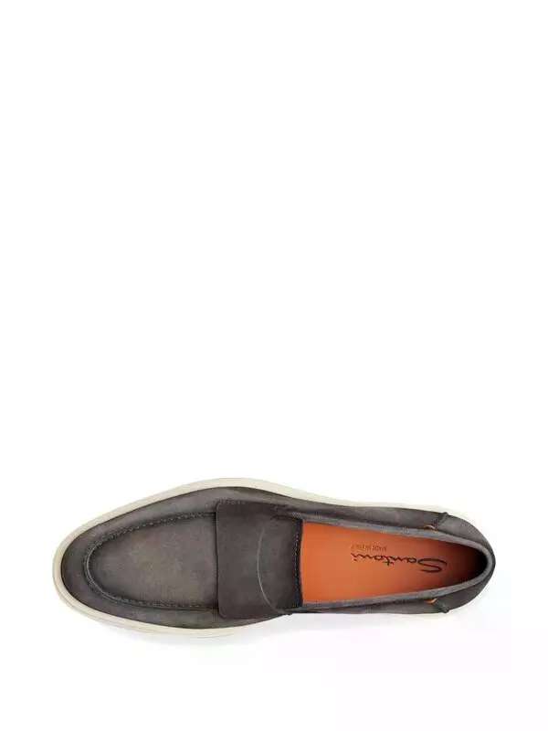 Santoni Suede Penny Loafers