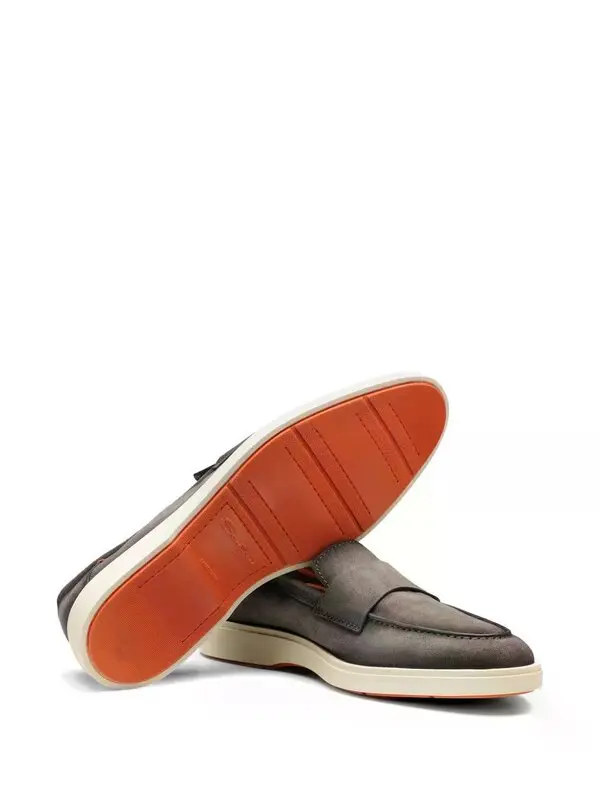 Santoni Suede Penny Loafers