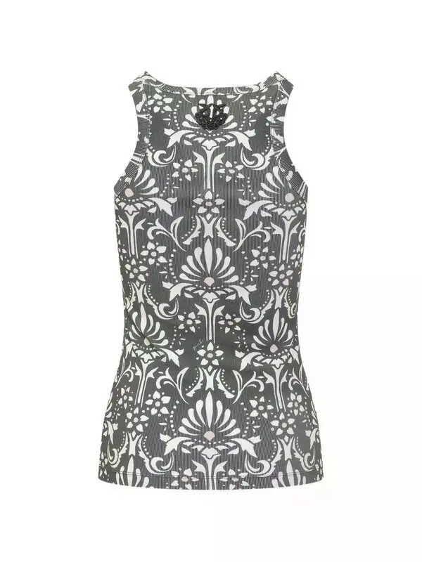 Pinko Baroque Print Ribbed Tank Top