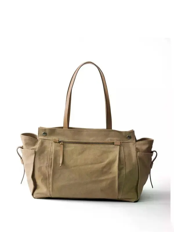 Prada Canvas And Leather Tote Bag