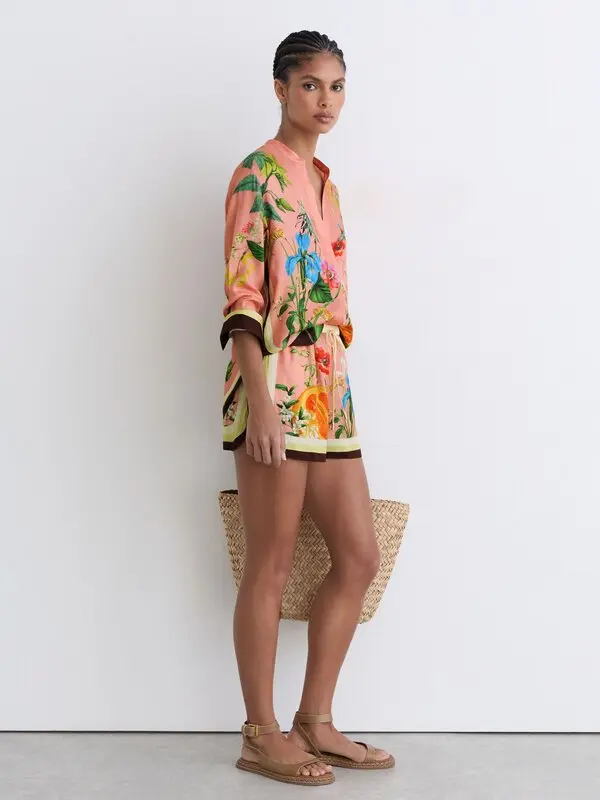 REISS Milos Tropical Print Drawstring Shorts