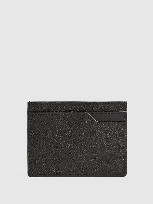 REISS Cabot Leather Card Holder - Black