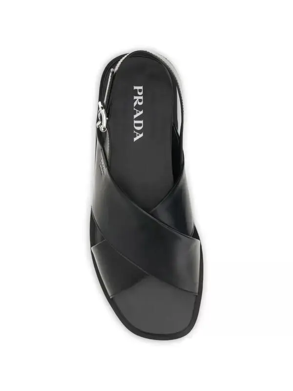 Prada Saffiano Criss-cross Sandals